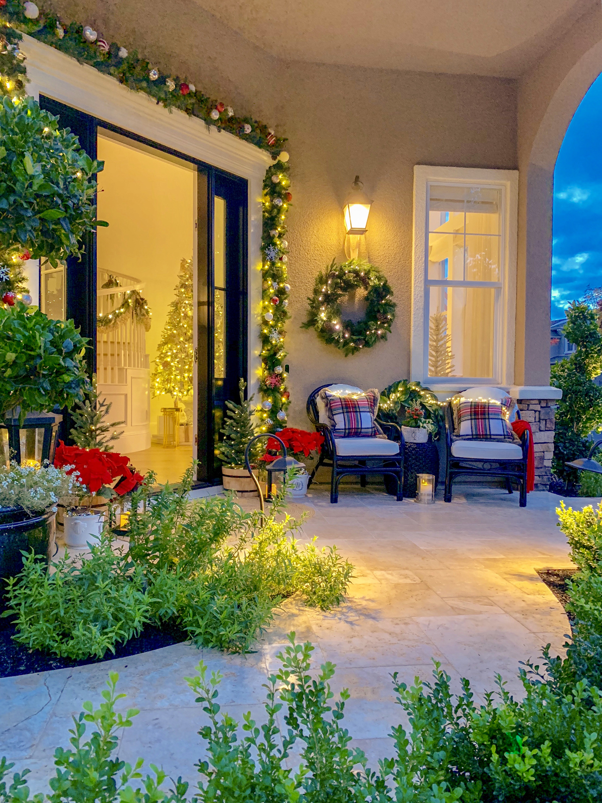 Christmas Home at Night - Holiday Decor - KristyWicks.com